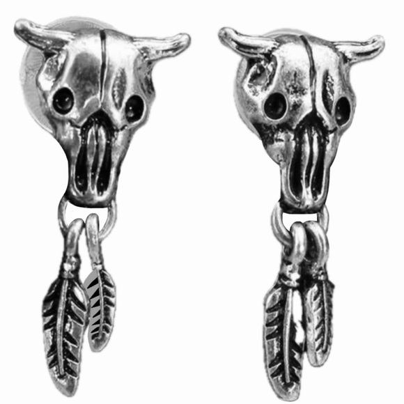 Jewelry | Western Skull Cow Heifer Bull Longhorn Goat Feathers Gothic ...